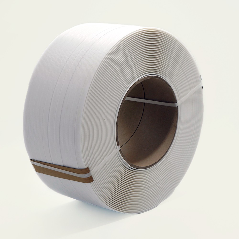 Fehér PP pántolószalag; 12X0,5MM; 2900M; 200MM-es cséve - Superpack.hu